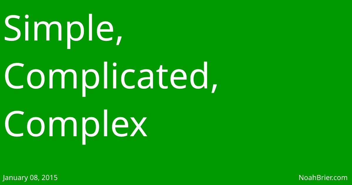 Simple, Complicated, Complex